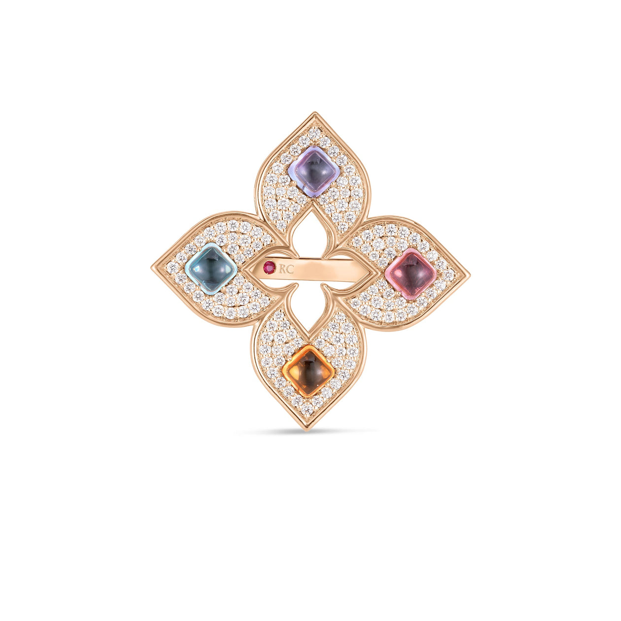 VENETIAN PRINCESS CARNIVAL PAVÉ DIAMOND AND MIXED STONES FLOWER RING ...