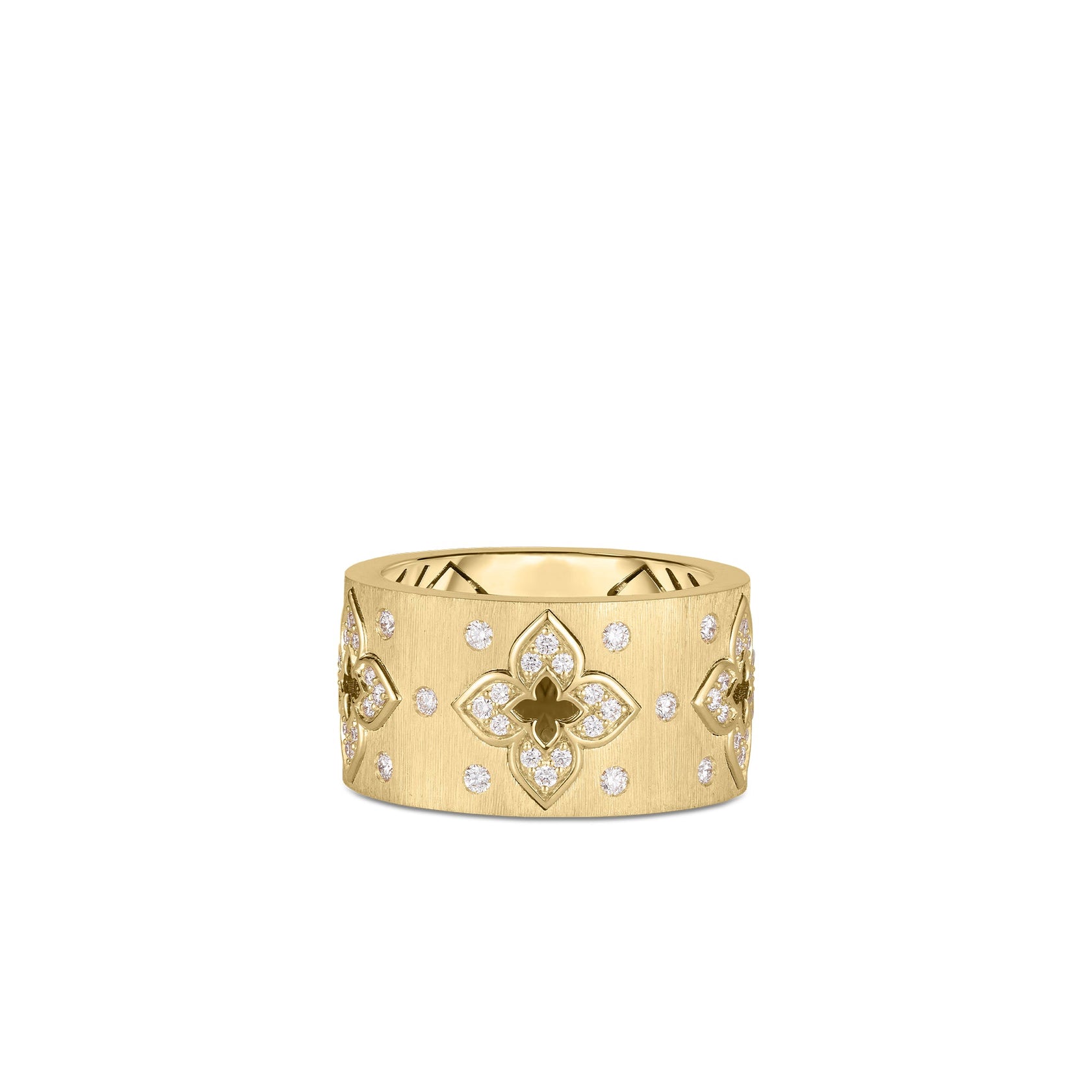 PRINCESS SATIN FLEUR DE LIS DIAMOND SQAURE RING | Roberto Coin